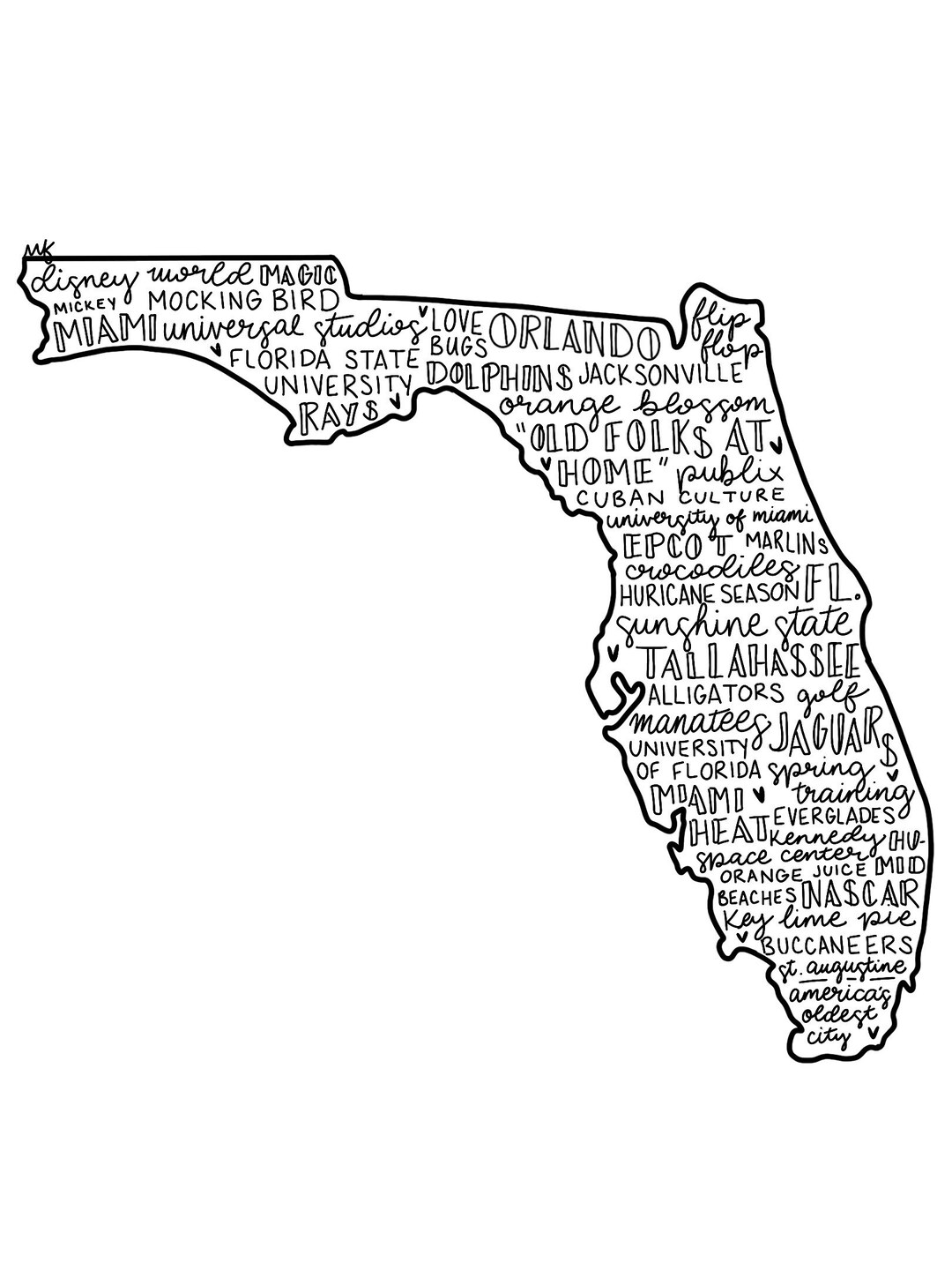 Florida State Outline Word Art Digital Download - Etsy