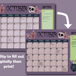 October Calendar Crystal Witch Halloween Calendar Digital Interactive ...