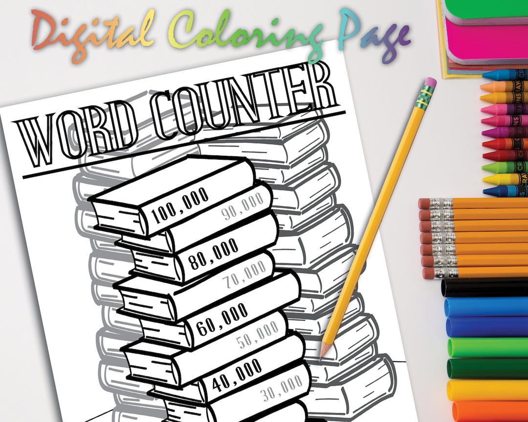 Novel Word Counter Digital Coloring Page Writer Supplies Author ...