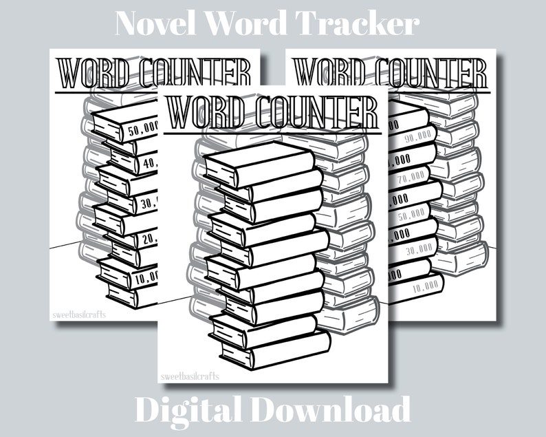 Novel Word Counter Digital Coloring Page Writer Supplies Author ...