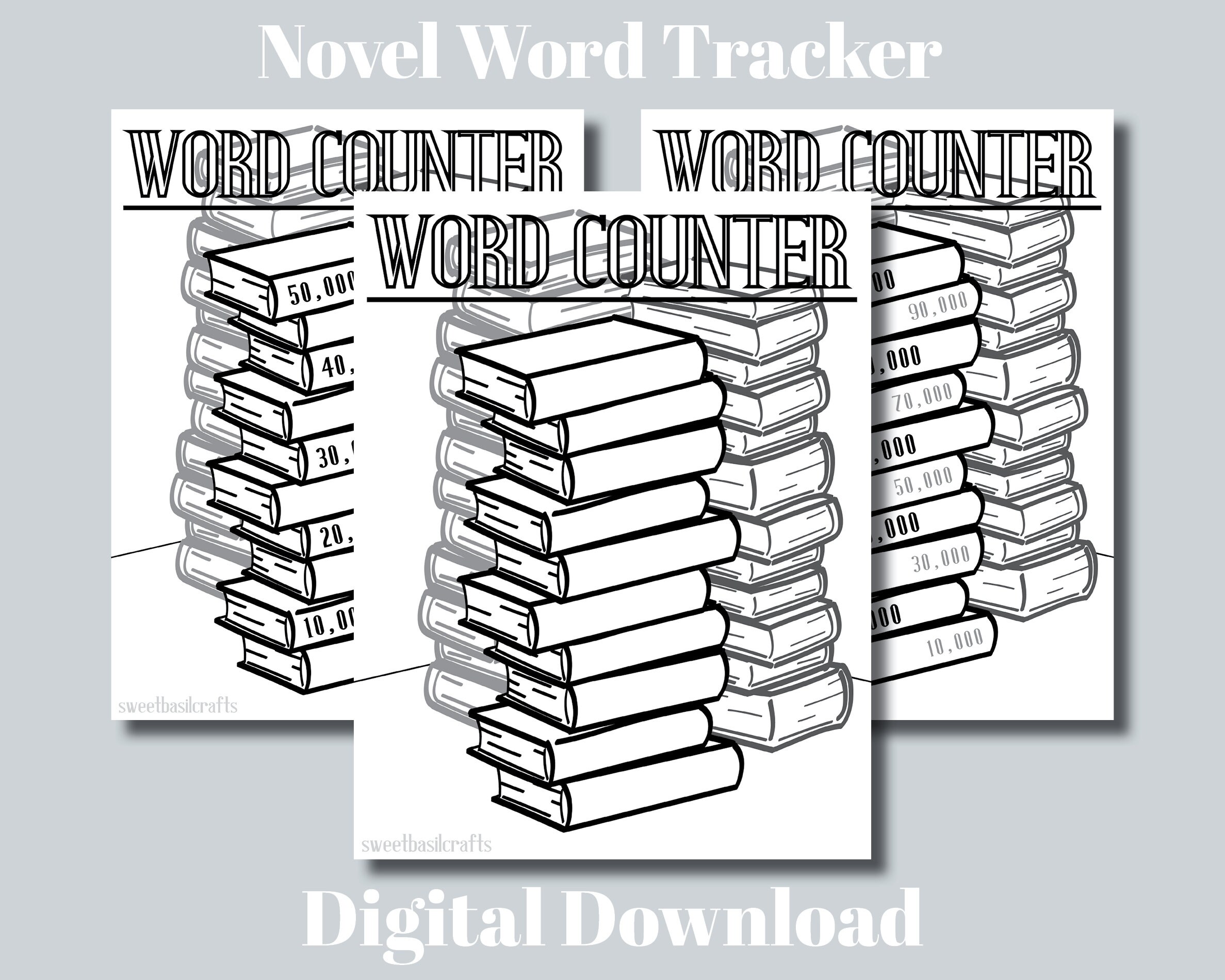 Novel Word Counter Digital Coloring Page Writer Supplies Author ...