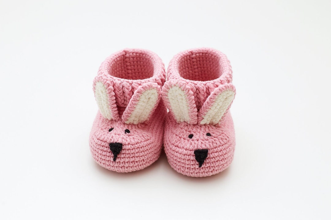 Newborn Shoes Crochet Baby Crib Pink Bunny Booties for Girl Boy Unique ...