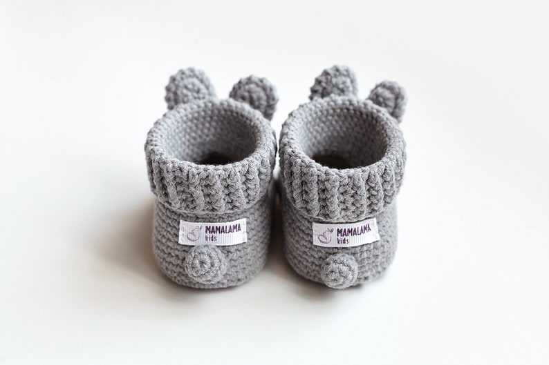 Newborn shoes gift Friend pregnancy Gray baby animal booties | Etsy