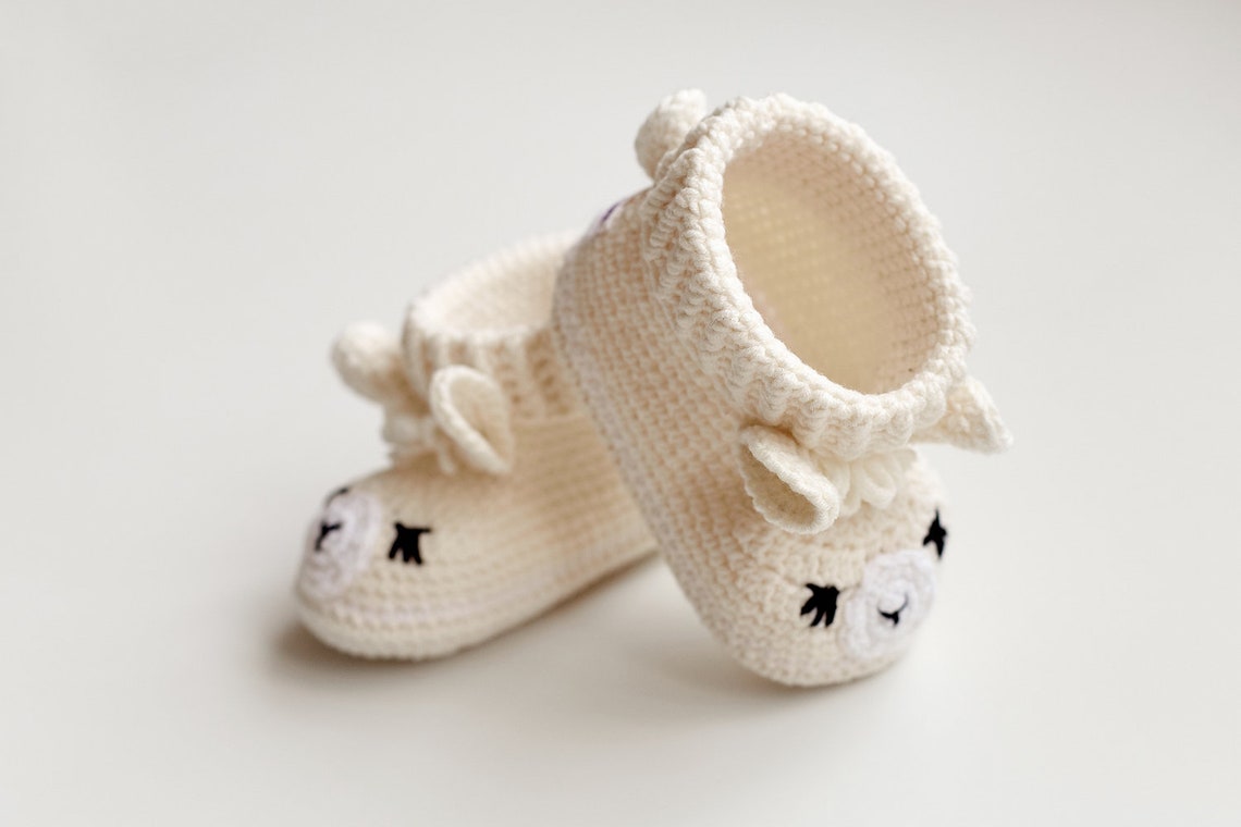 Llama Animal Crochet Baby Booties for Cute Newborn Reveal | Etsy