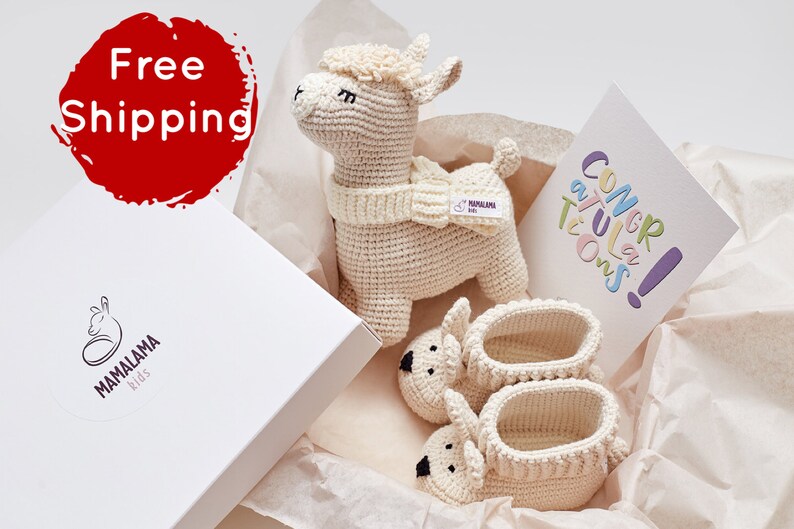 Pregnancy gift box for new mum reveal congrats with crochet | Etsy
