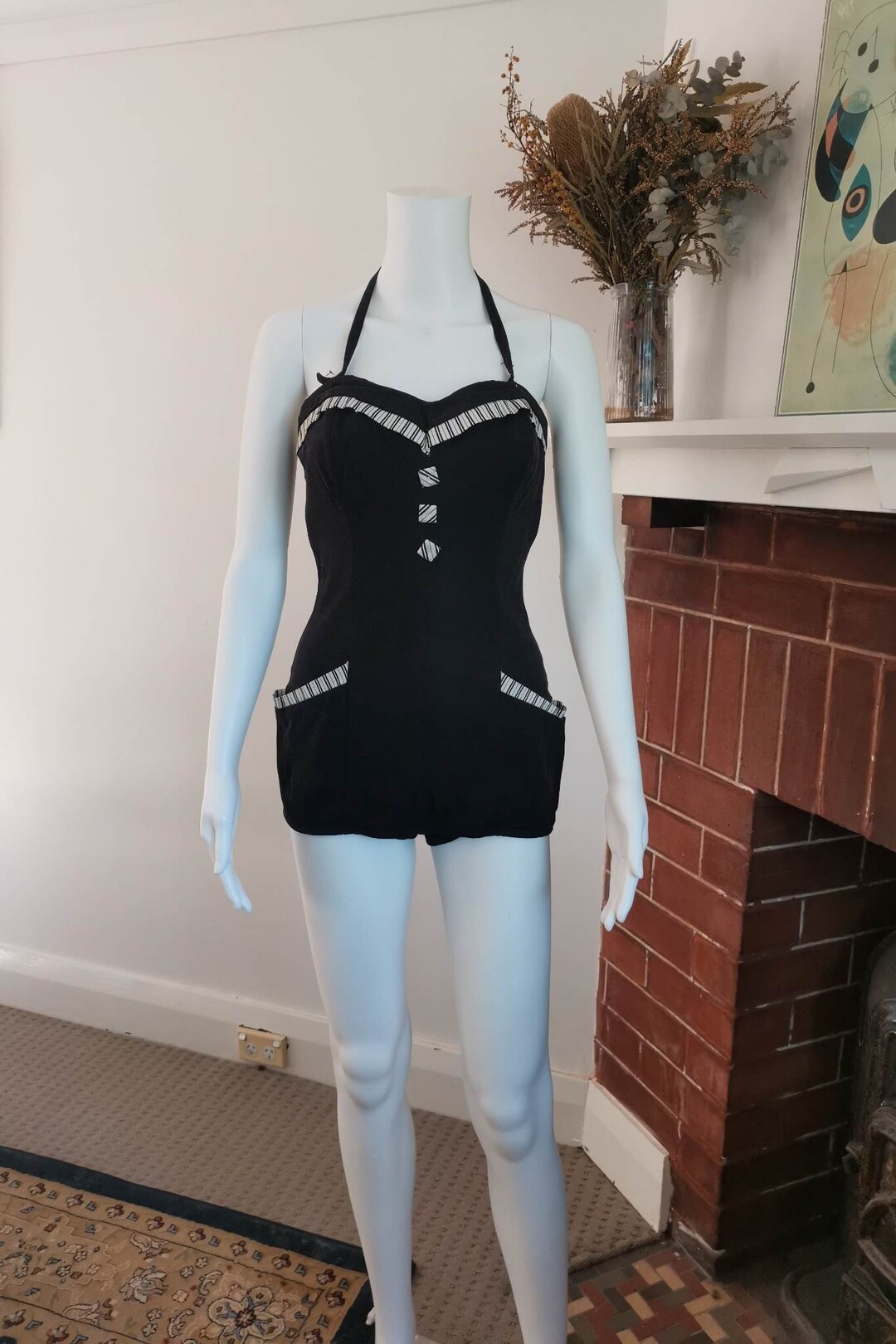 1940s/1950s Black Swimsuit, Swimmers, Bathing Suit With Halter Neck - Etsy