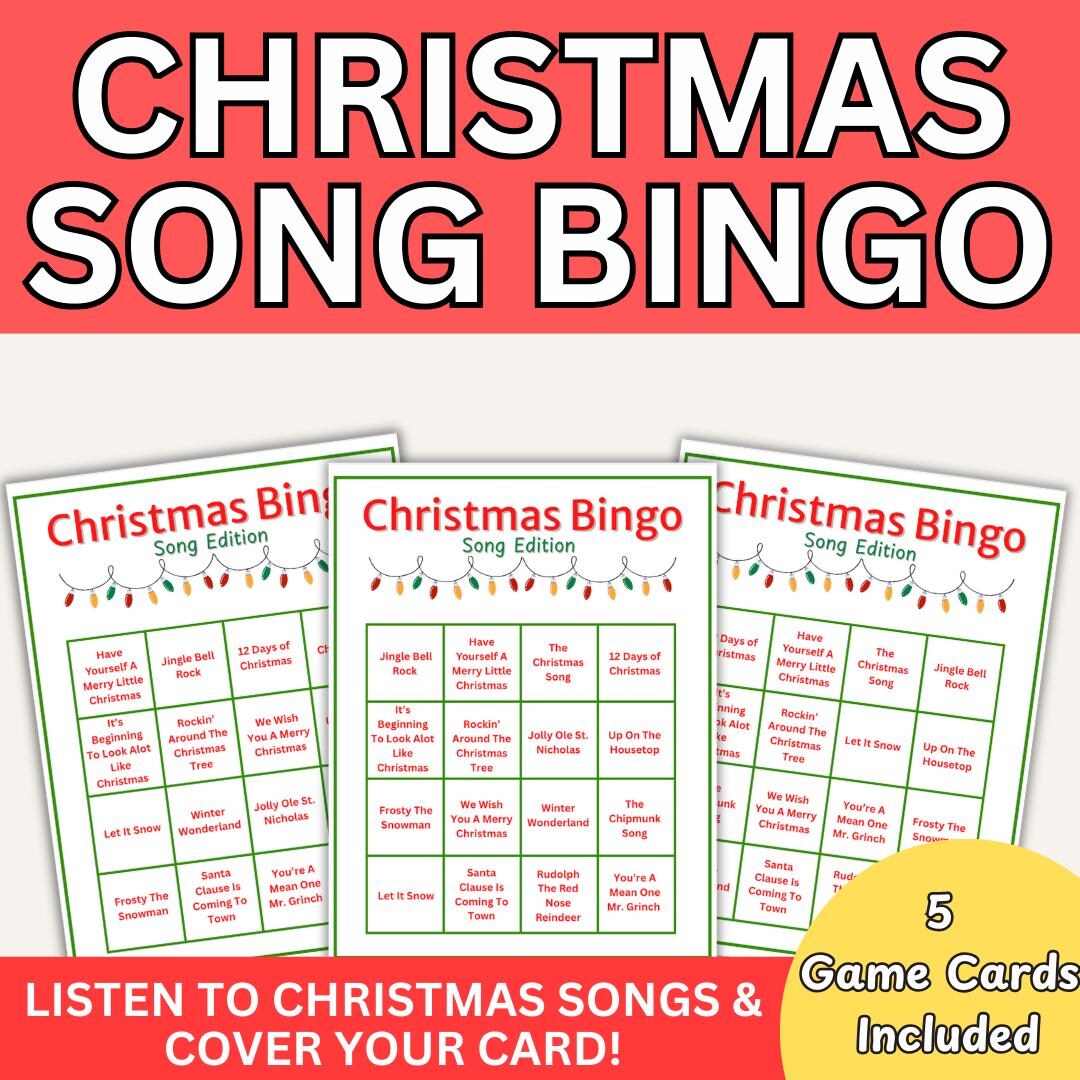Christmas Song Bingo – Holiday Classroom & Party Game - Etsy