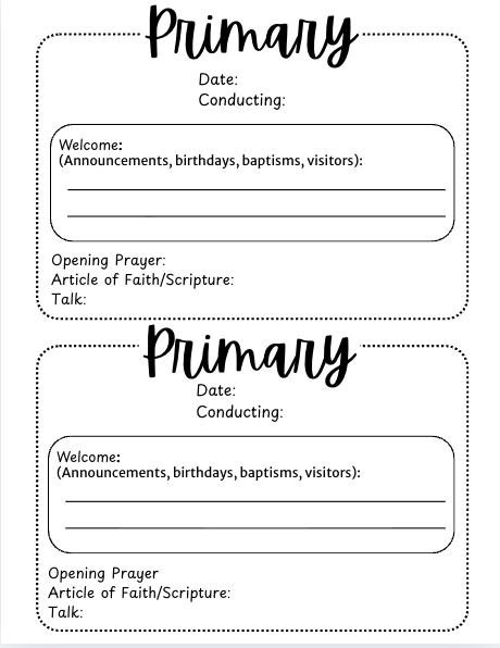 LDS Primary Conducting Outline Printable - Etsy