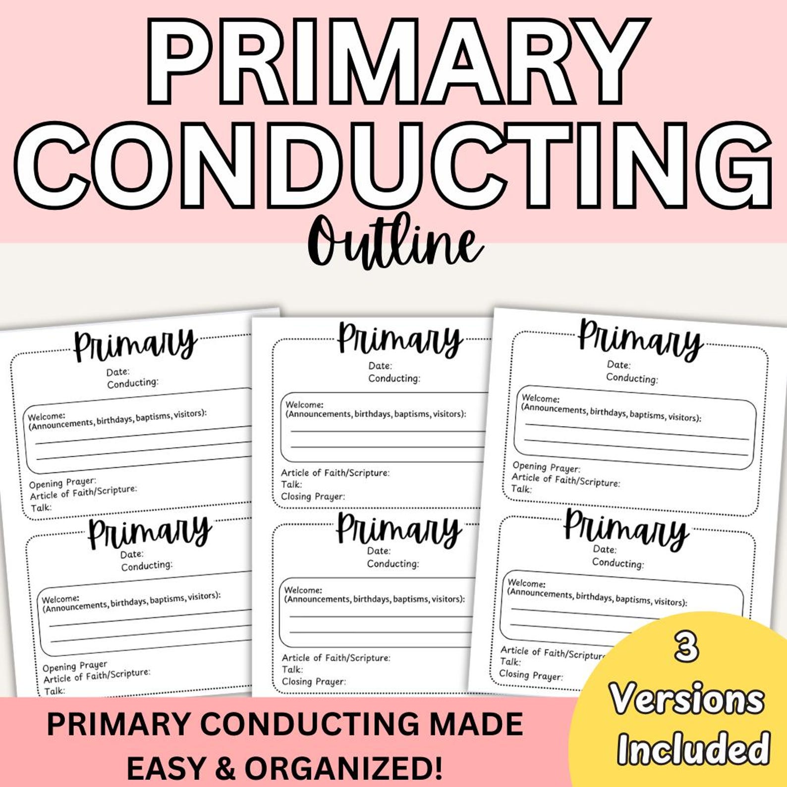 LDS Primary Conducting Outline Printable - Etsy
