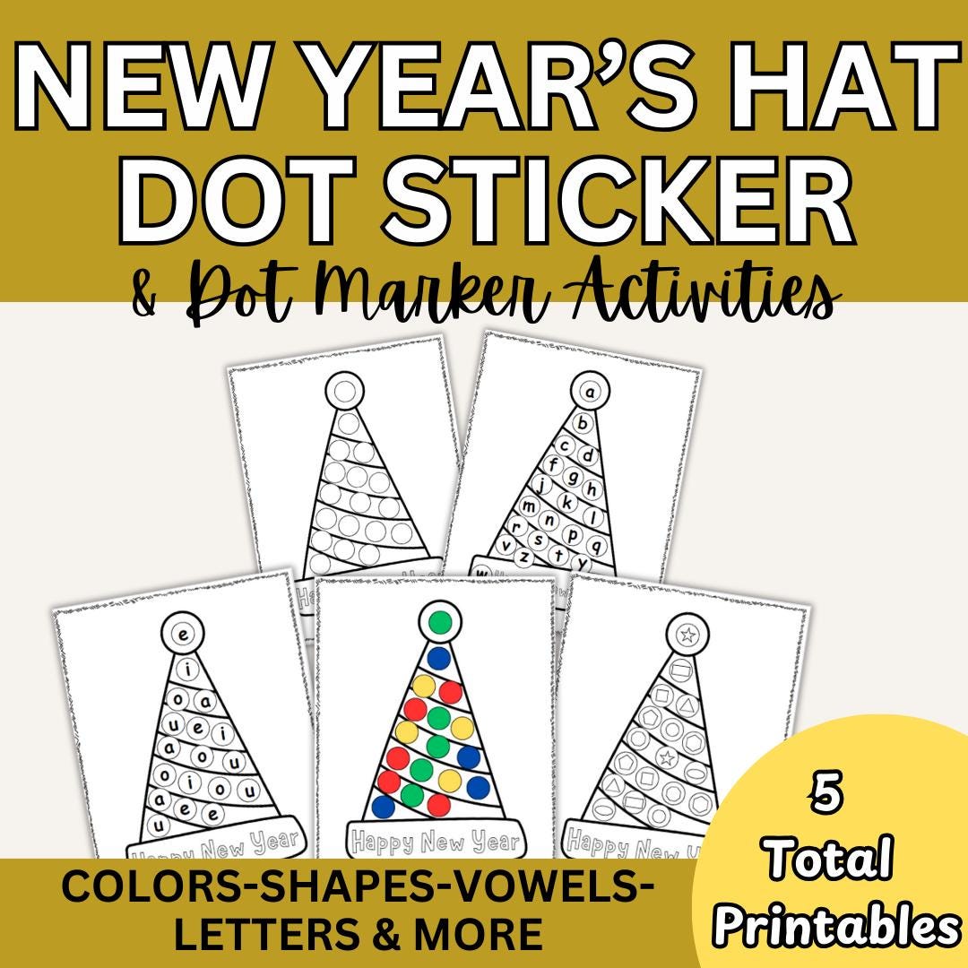 New Year's Dot Sticker Activities | Fine Motor, Color, Shape & Letter ...