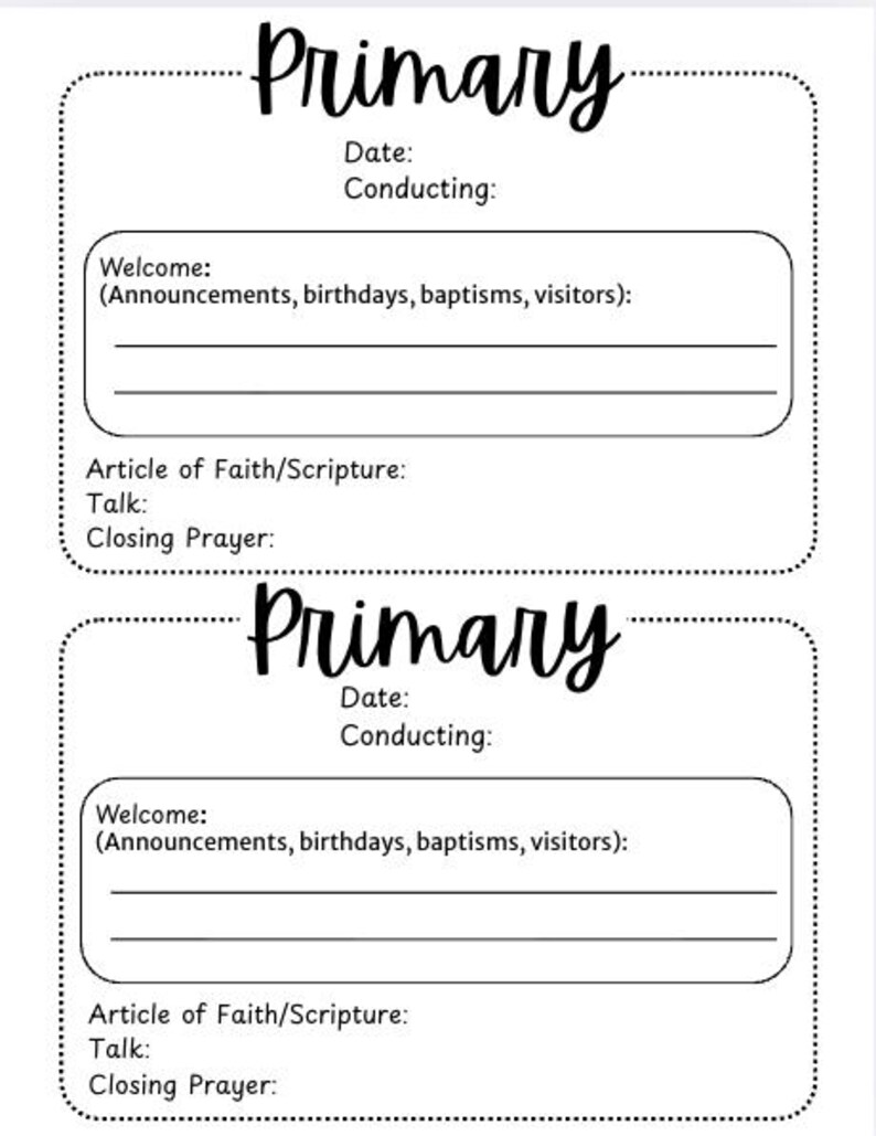 LDS Primary Conducting Outline Printable - Etsy
