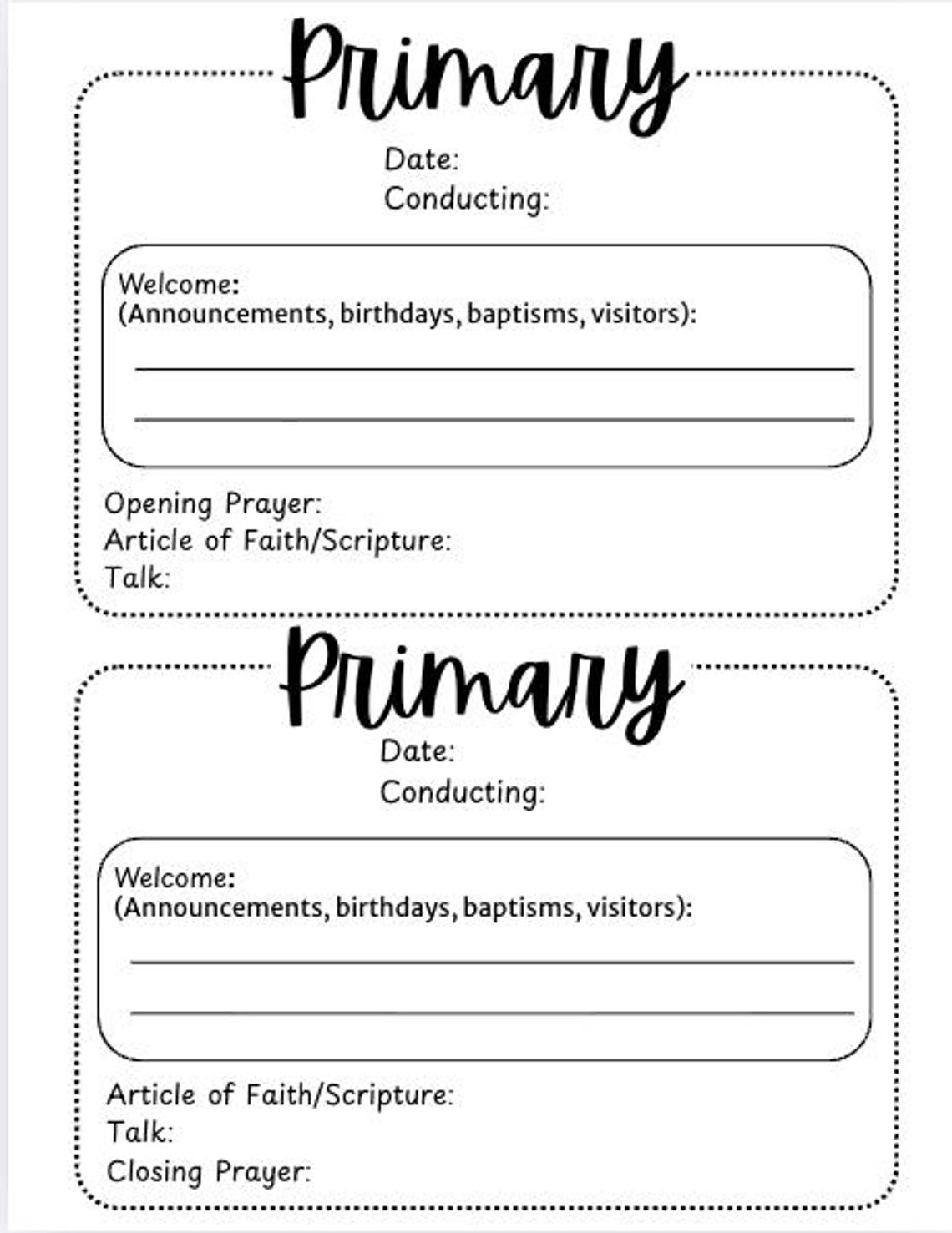 LDS Primary Conducting Outline Printable - Etsy