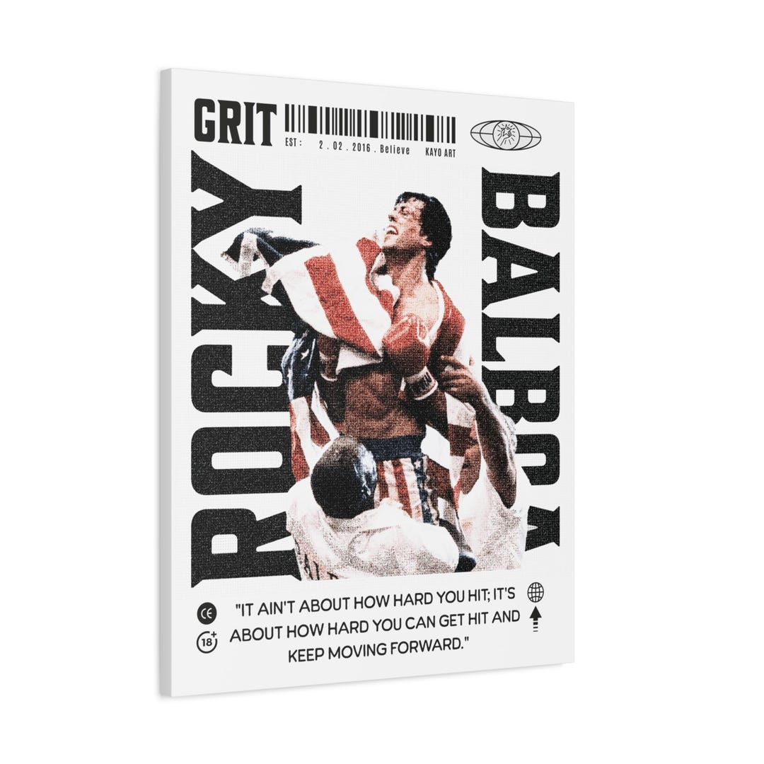 Rocky Balboa GRIT Matte Wall Art Canvas, Stretched, 1.25 Vintage Style ...