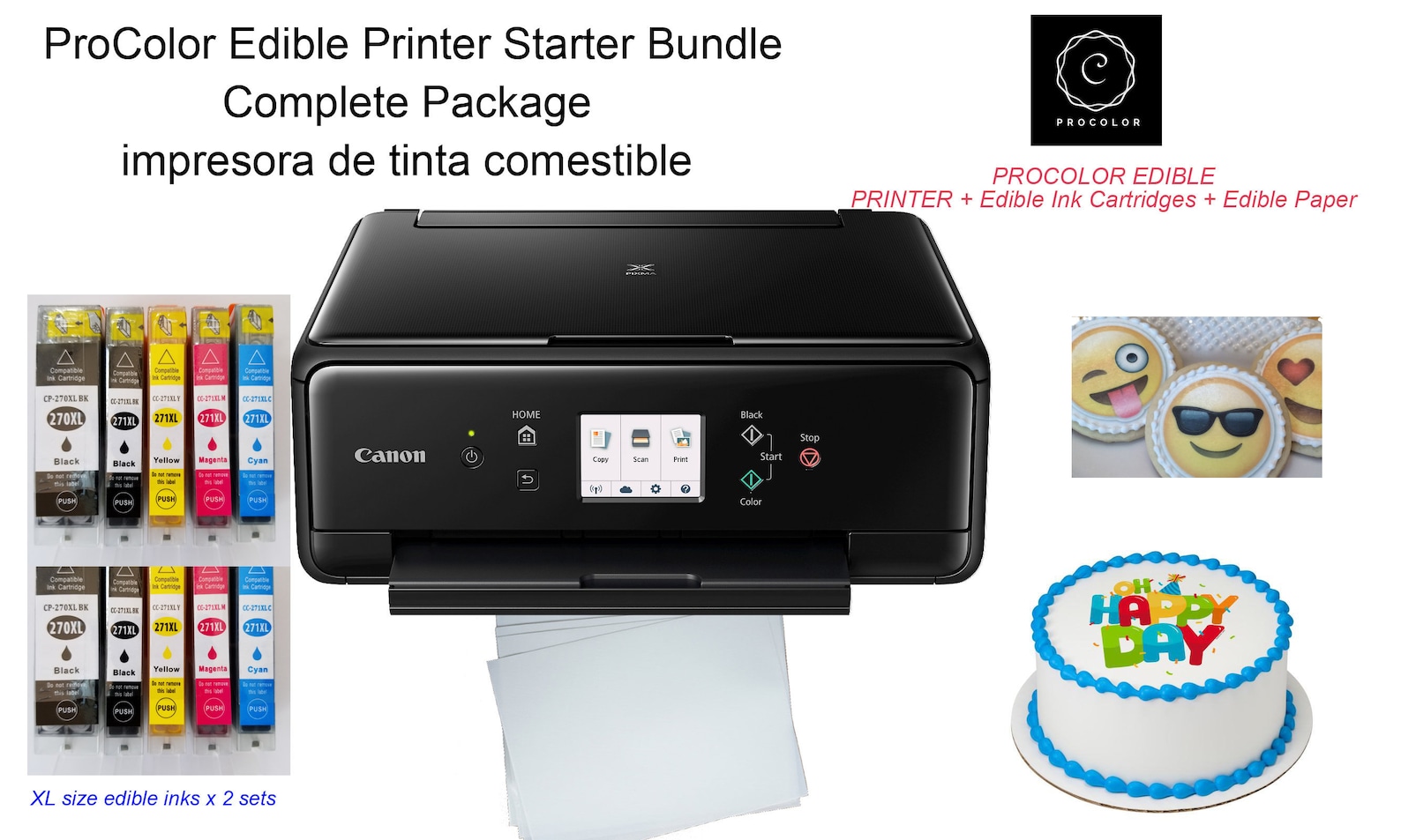 Procolor Edible Printer- Starter Bundle With Canon Wireless All in One ...