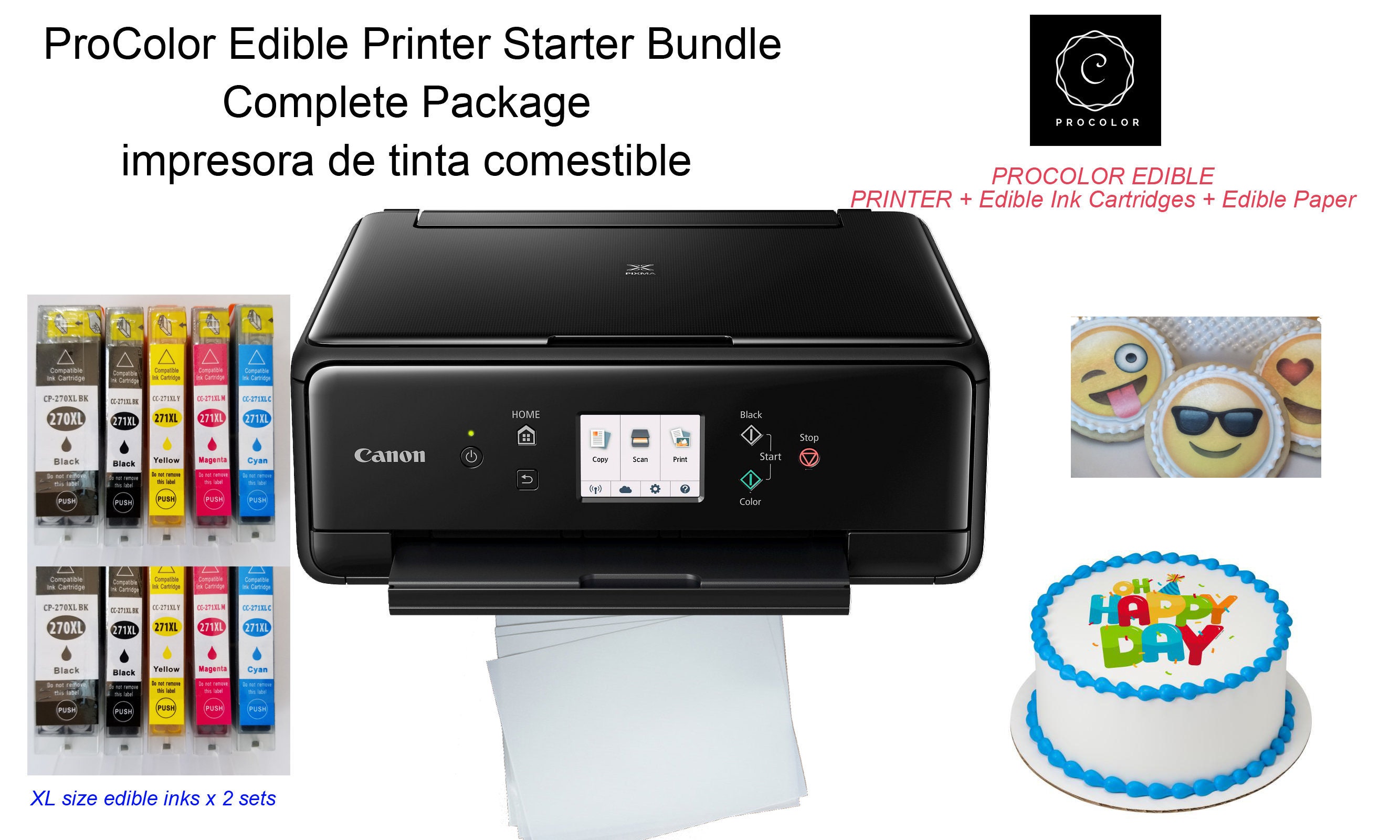 Procolor Edible Printer- Starter Bundle With Canon Wireless All in One ...