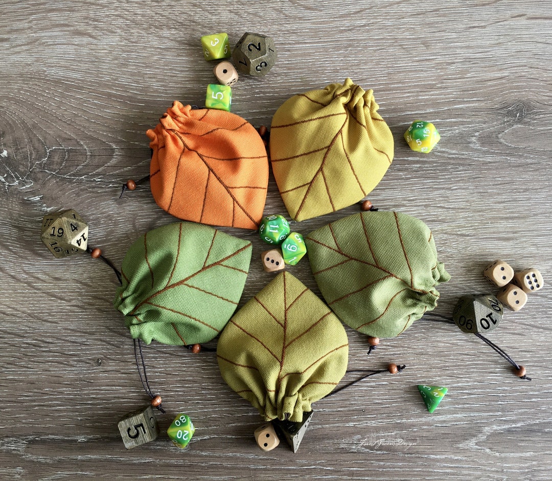 Leaf-like Dice Pouch, Leaf Rune Bag, Druid Drawstring Renfaire Bag ...