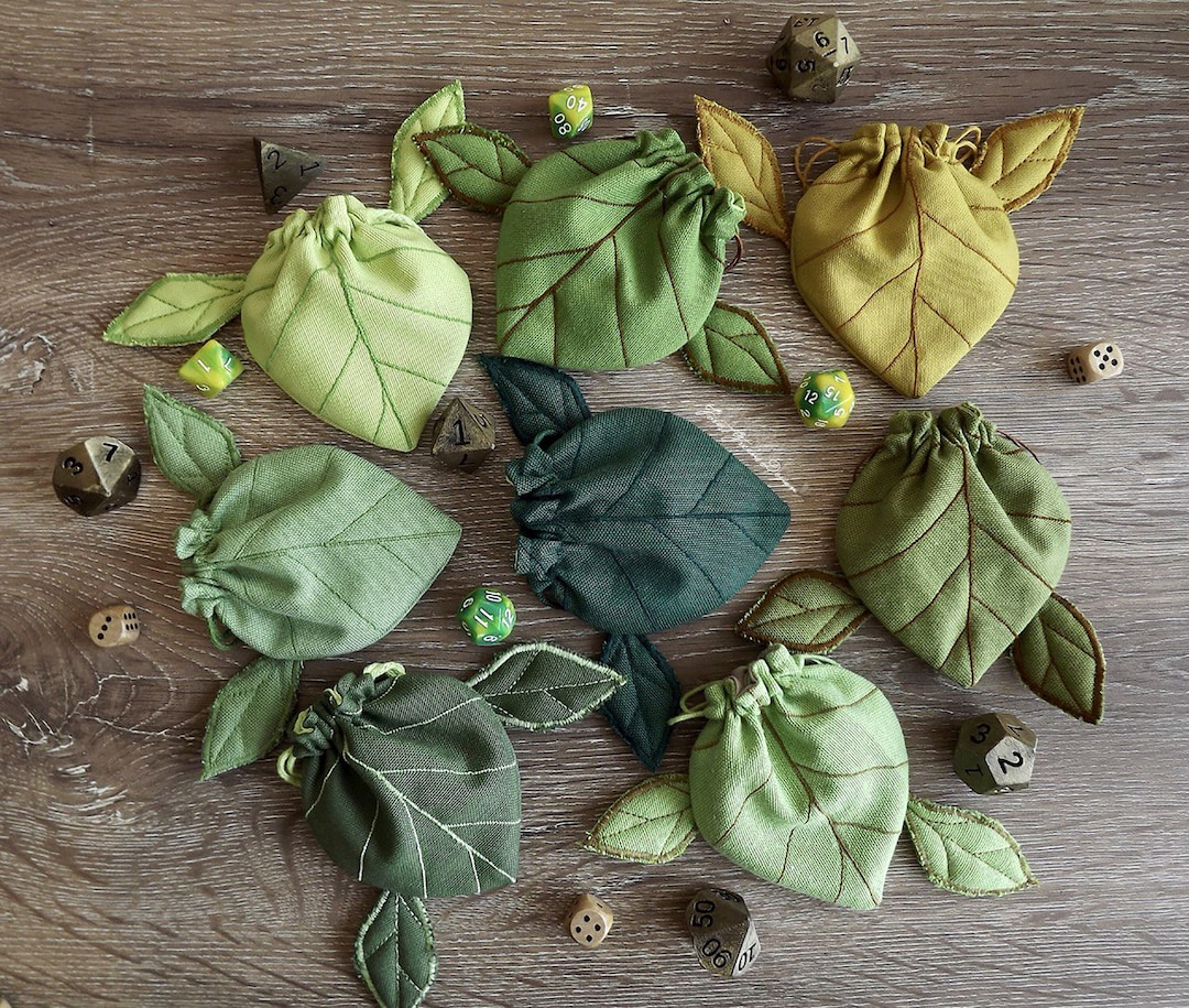 Leaf-like Dice Pouch Druid Leaf Rune Bag Drawstring Renfaire - Etsy ...