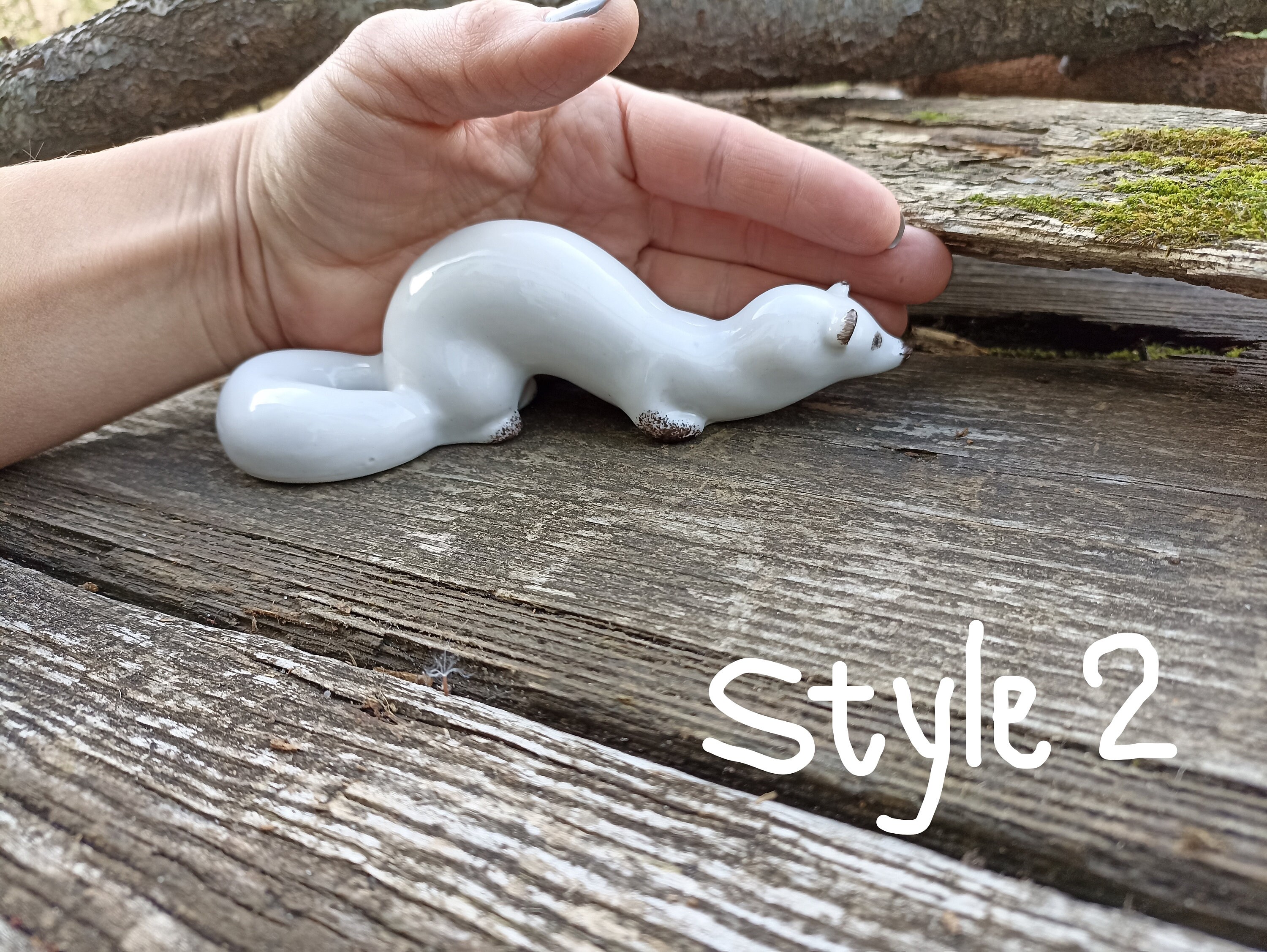 Vintage White Ferret Figurine Woodland Animal Sculpture Ceramic Book ...