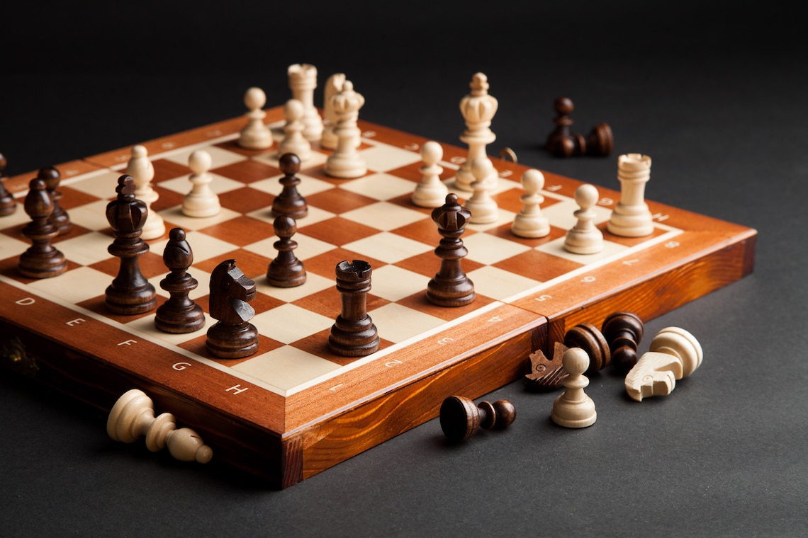 Chess Wooden Set Folding Chessboard Pieces Wood Board Veneer - Etsy