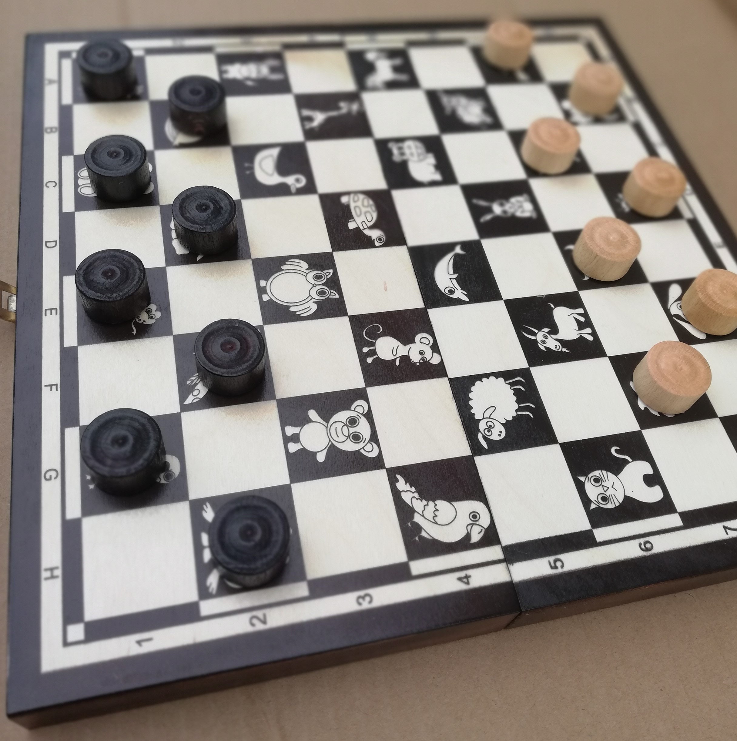 2in1 Folding Chess Set Tavola di Legno Gioco Gioco Set Di scacchi ...