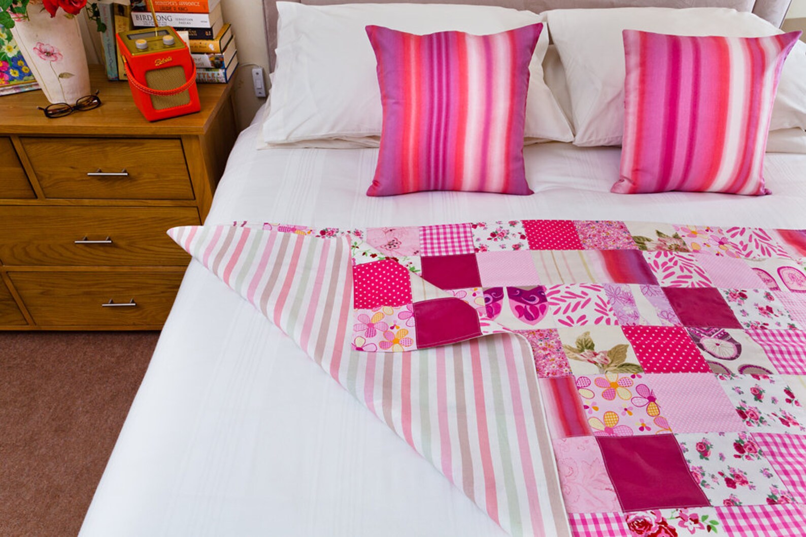 Handmade Patchwork Quilt Pretty in Pink - Etsy