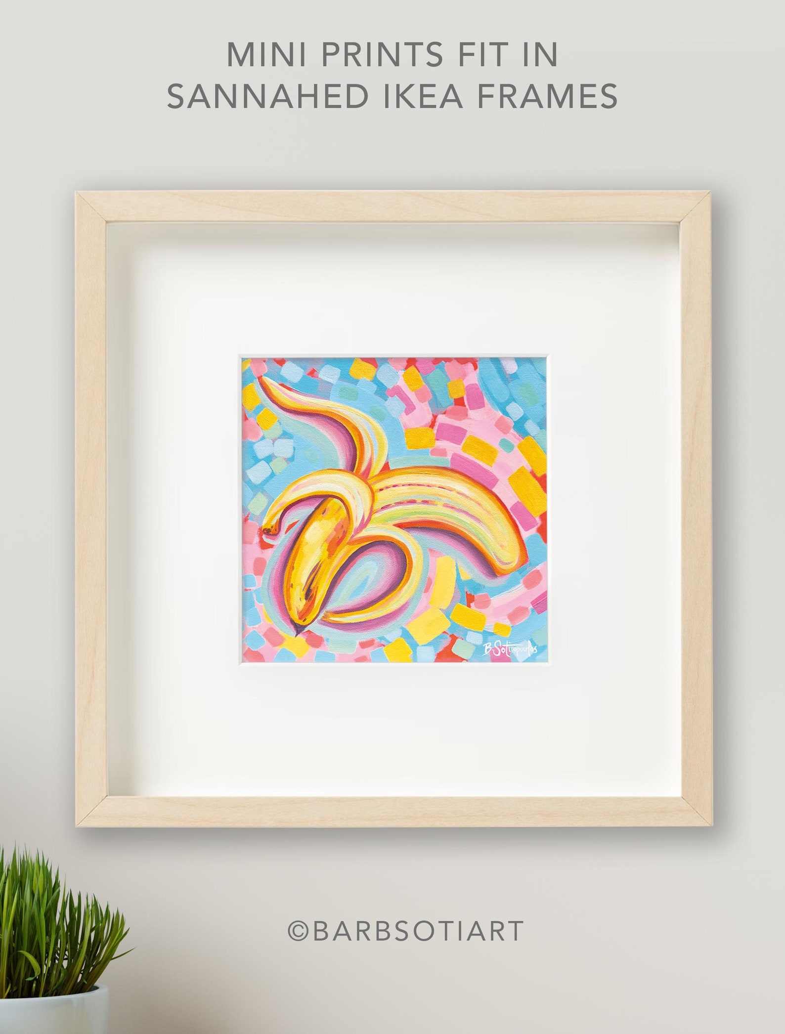 Banana, Banana Art, Colourful Fruit, Mini Art Prints, Postcard Prints ...