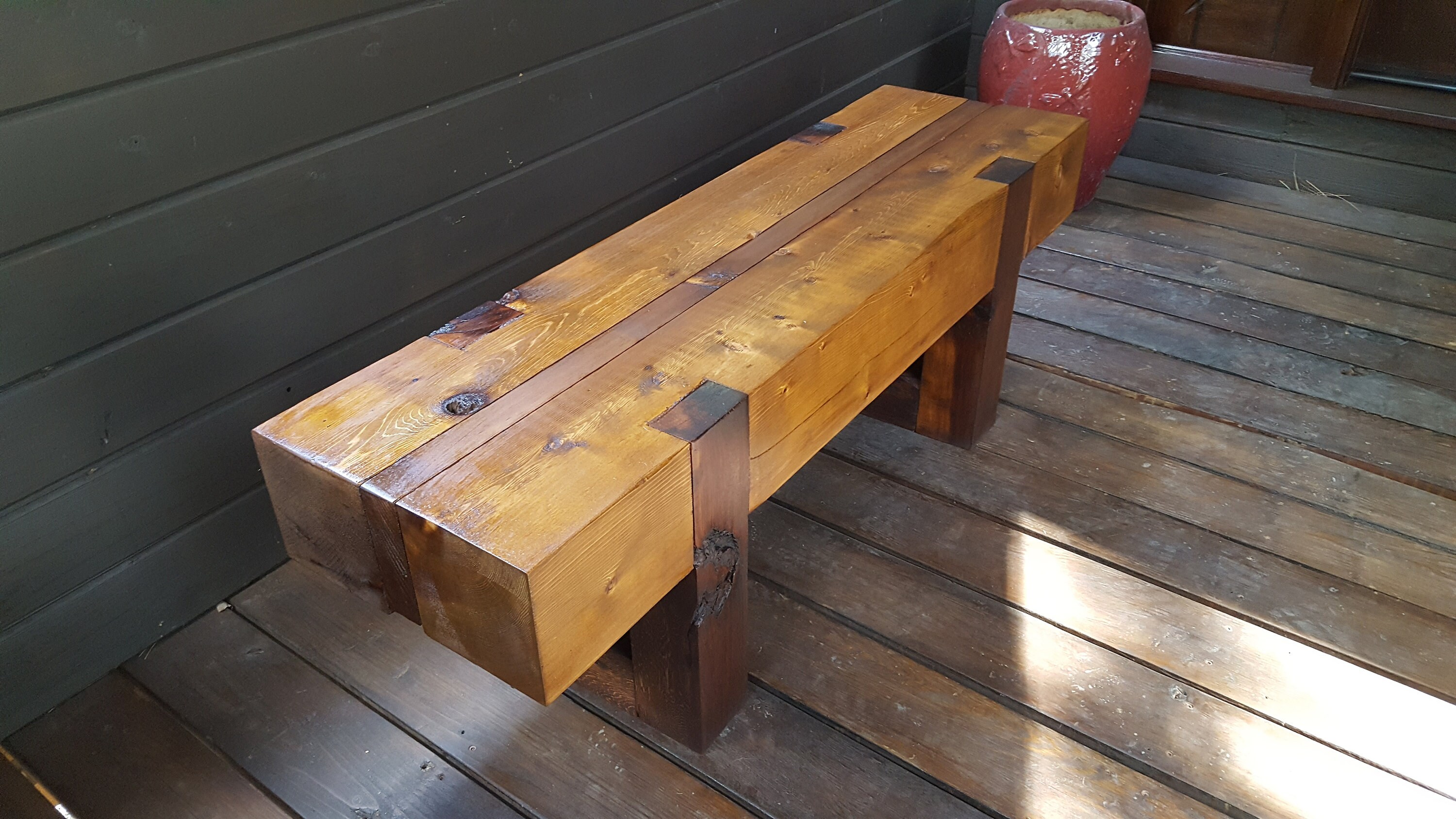 Contemporary Rustic Cedar Outdoor Bench - Etsy