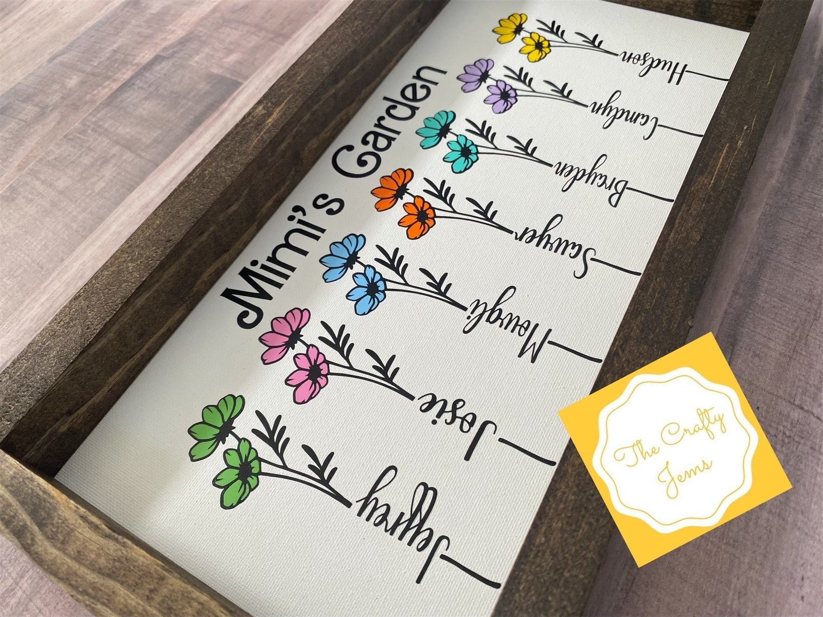 Personalized Garden Childrens’/grandchildrens’ Flower Stem Names Canvas ...