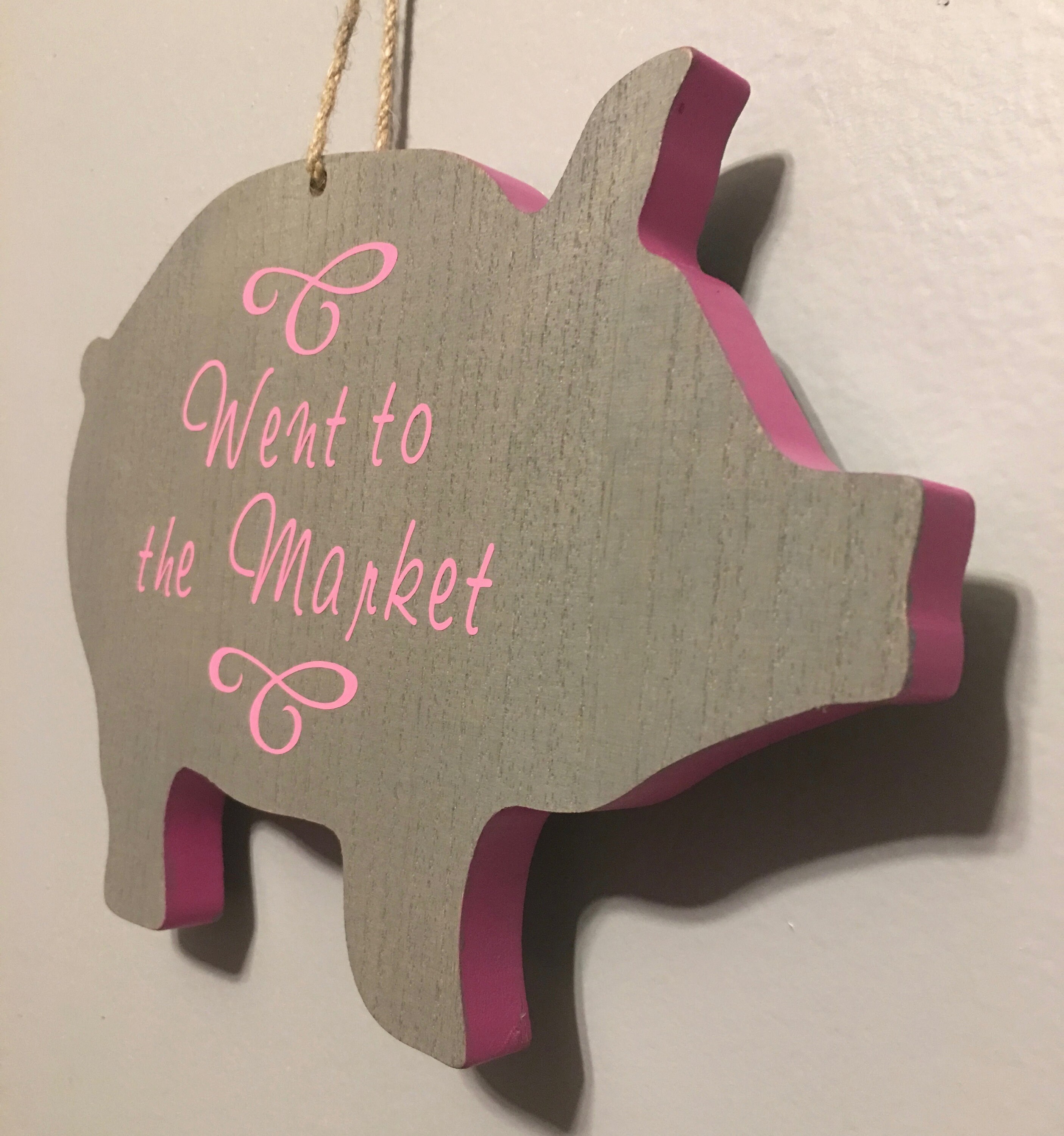 Wood Pig Sign Went to the Market/Oink | Etsy
