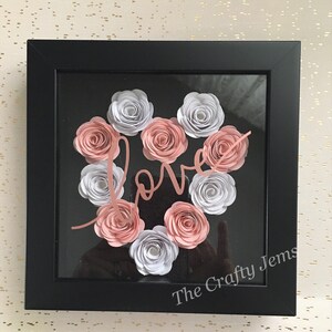 Heart Shaped Flower Shadow Box love | Etsy