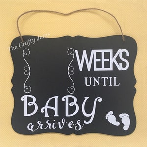 Baby Countdown Sign - How Many Weeks Until Baby Chalkboard Sign - Etsy