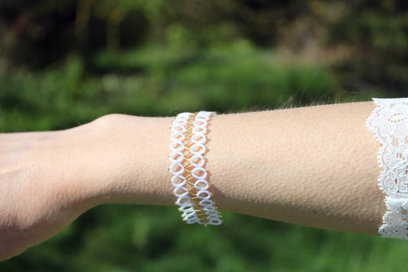 Bridal Cuff Romantic Wedding Style Jewelry White and Gold | Etsy