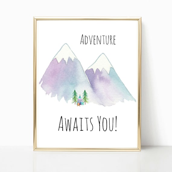 Mountain Art Wanderlust Motivational Quote Adventure | Etsy