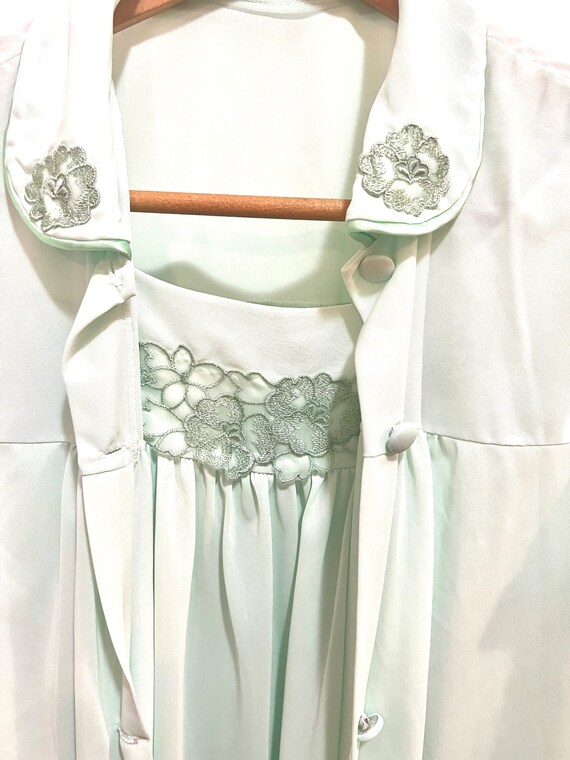 Vintage gown housecoat robe green retro mod gift - Gem
