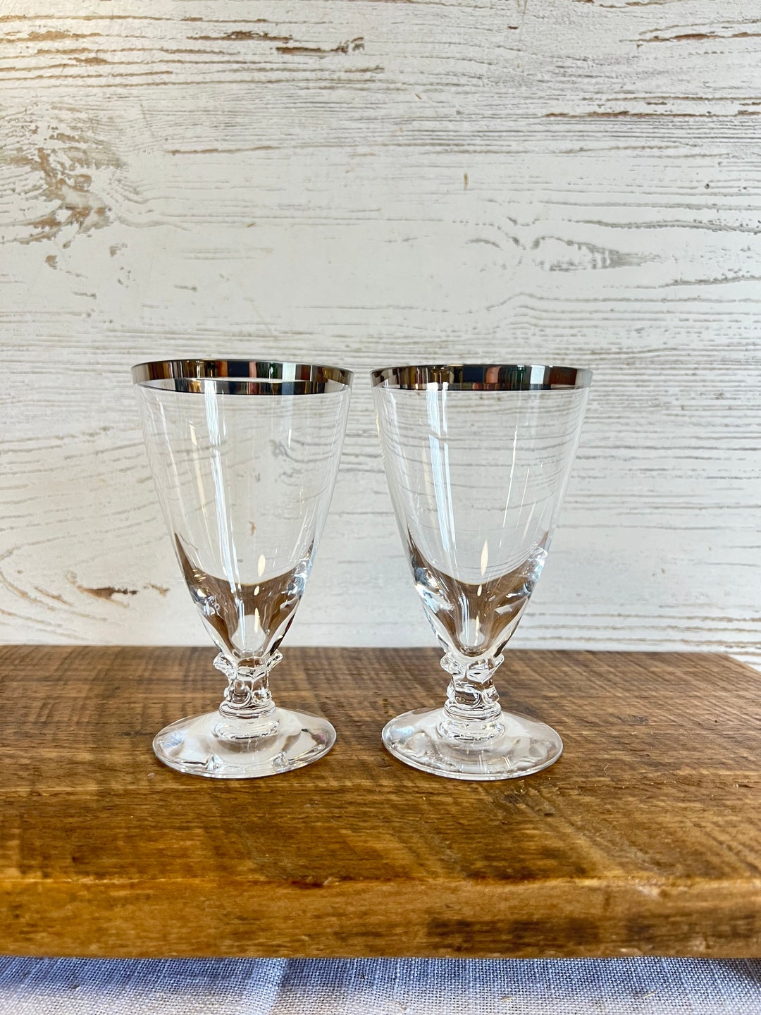 Vintage Fostoria Silver Rimmed Glasses Small Replacement 4 5/8 Tall - Etsy