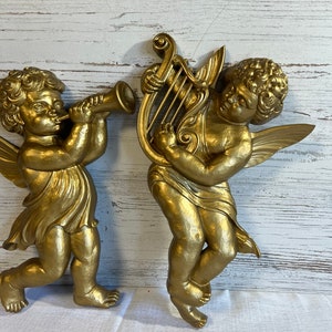 Vintage Gold Resin Cherub Angels Dart Extra Large Wall Decor - Etsy