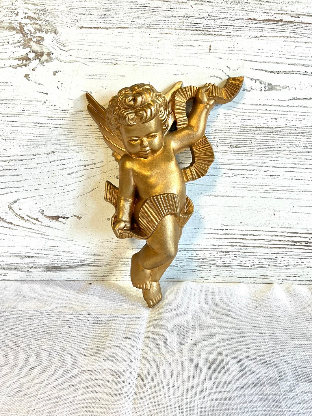 Vintage Cherub Angel Wall Decor Burwood Gold Resin - Etsy