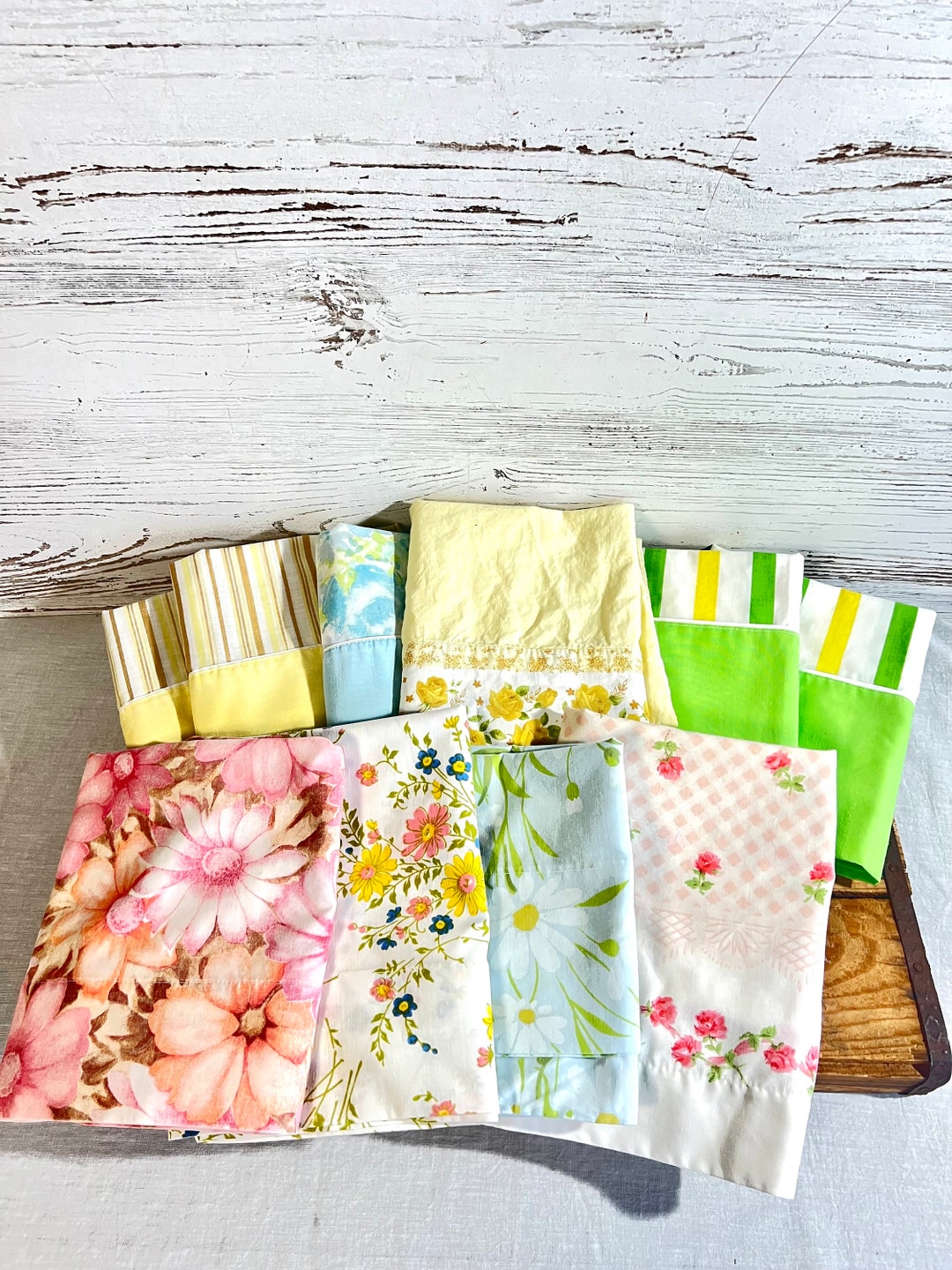 Vintage Pillow Cases Slips Lot Bedding Retro Decor - Etsy