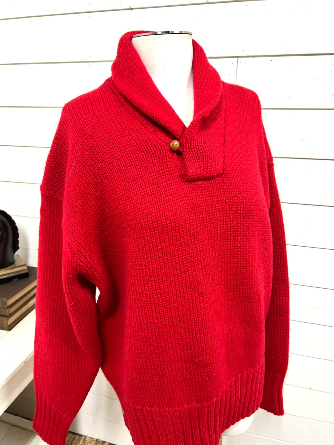 Vintage Mark Shale Wool Sweater Red University Xl - Etsy