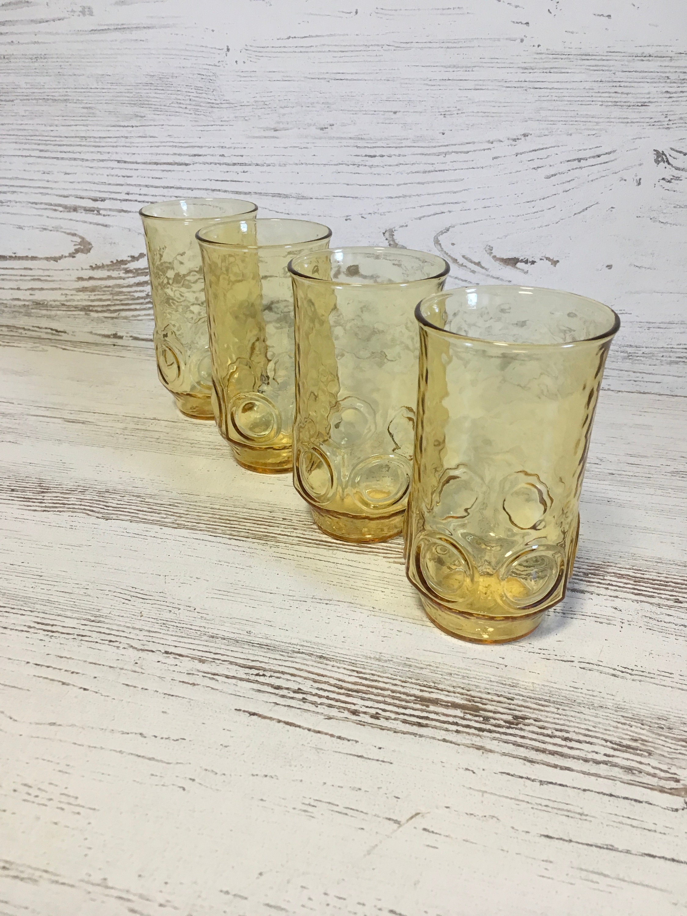 Vintage Anchor Hocking Glasses Amber Yellow Gold Circle Bar | Etsy