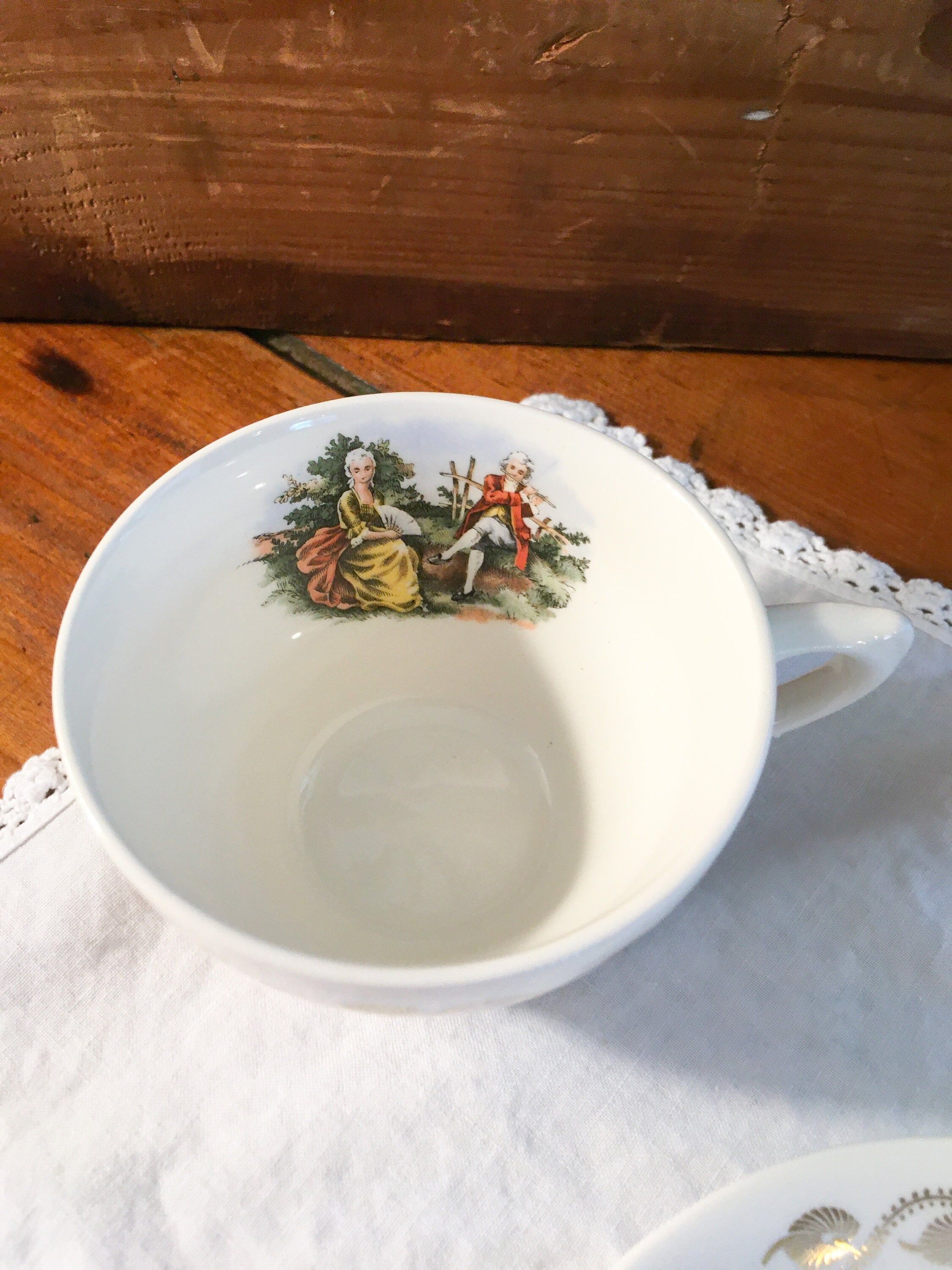 Vintage cup saucer royal china early American wedding tea colonial ...