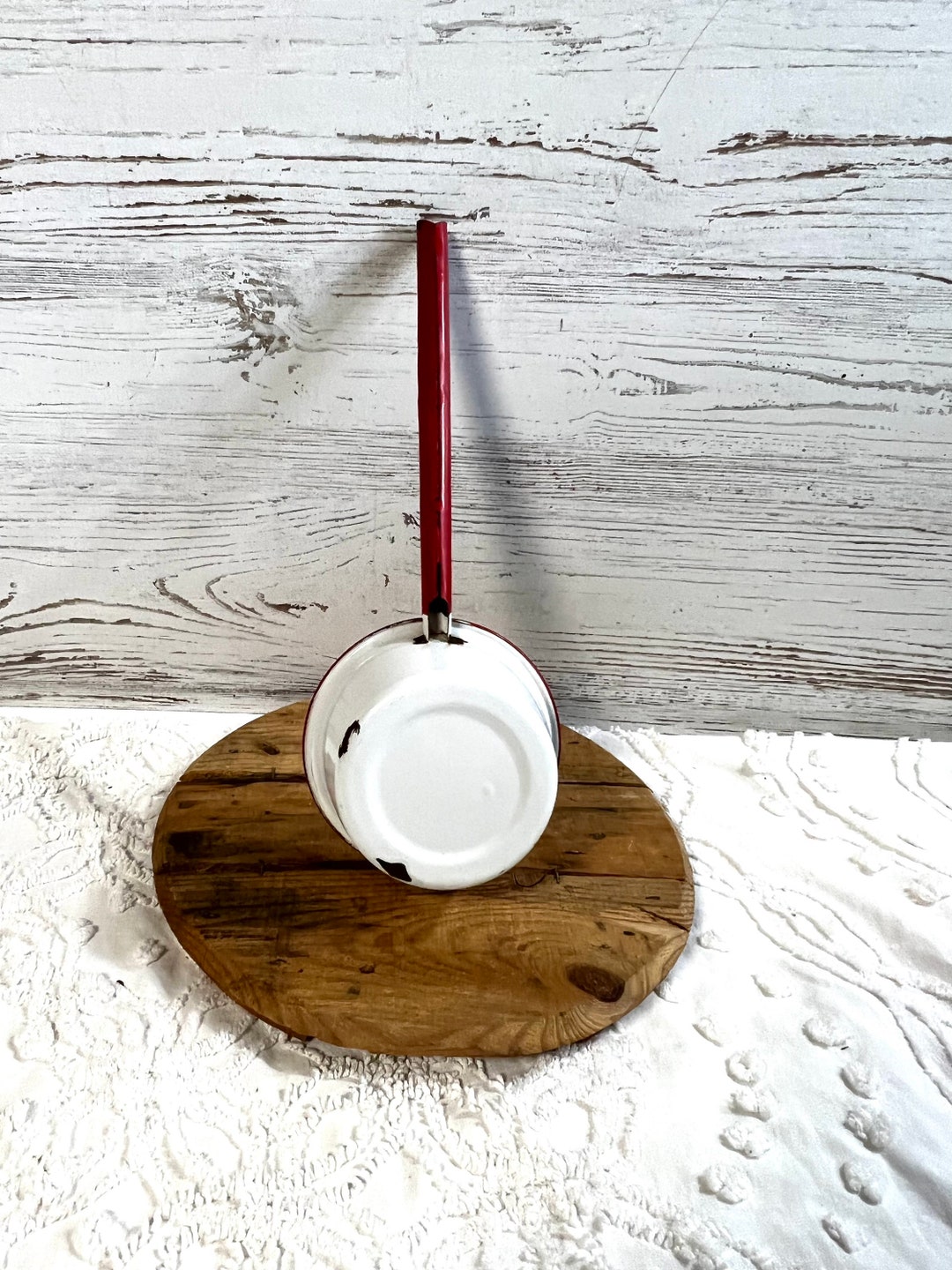 Vintage Dipper Red White Enamel Metal Decor Farmhouse Retro - Etsy