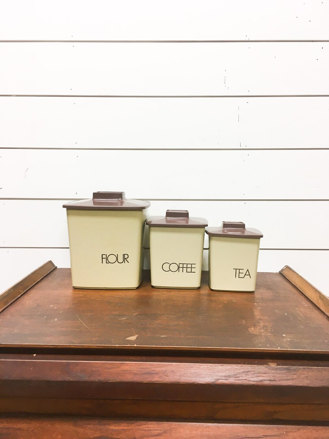 Vintage Canisters Brown Plastic Retro Kitchen Storage Coffee - Etsy