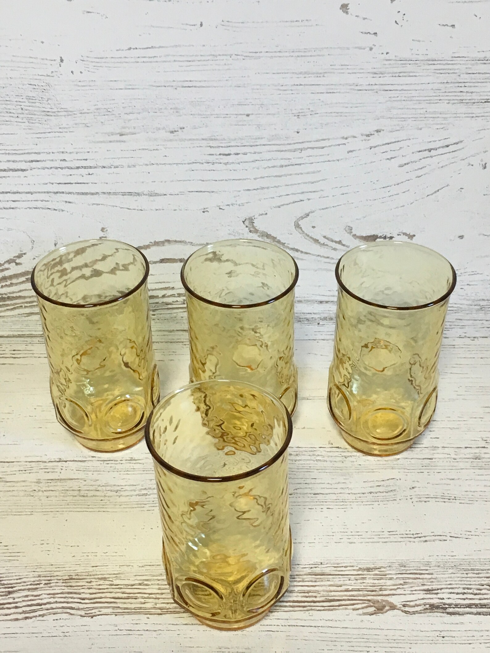 Vintage Anchor Hocking Glasses Amber Yellow Gold Circle Bar | Etsy