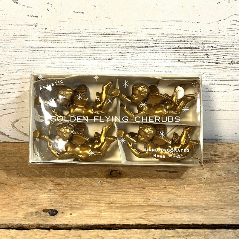Golden Cherub Ornaments - Etsy