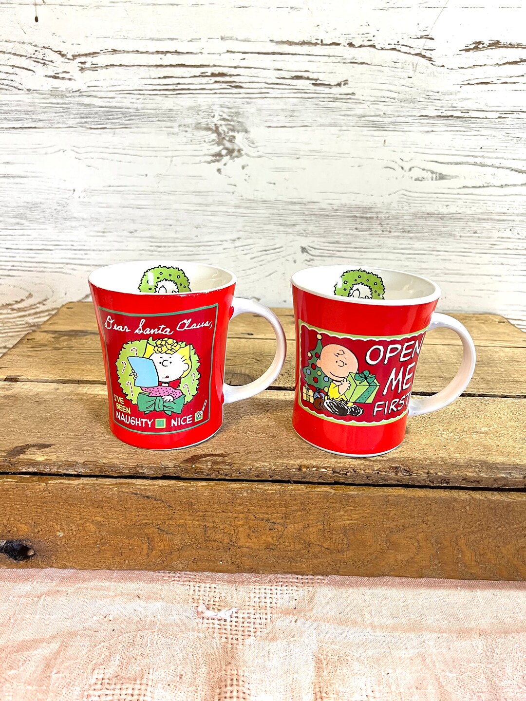 Vintage Peanuts Christmas Mugs Charlie Brown Gibson Holiday Decor - Etsy
