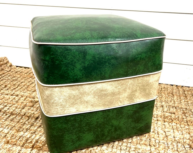 Vintage Vinyl Foot Stool Mid Century Decor Retro - Etsy