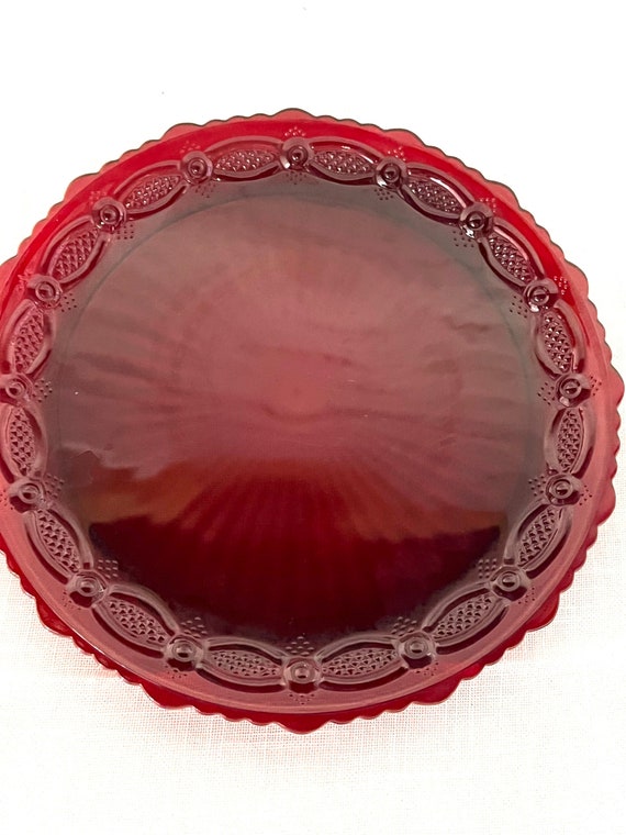 Kitchen & Dining Home & Living Plates Vintage plate red glass Avon cape ...