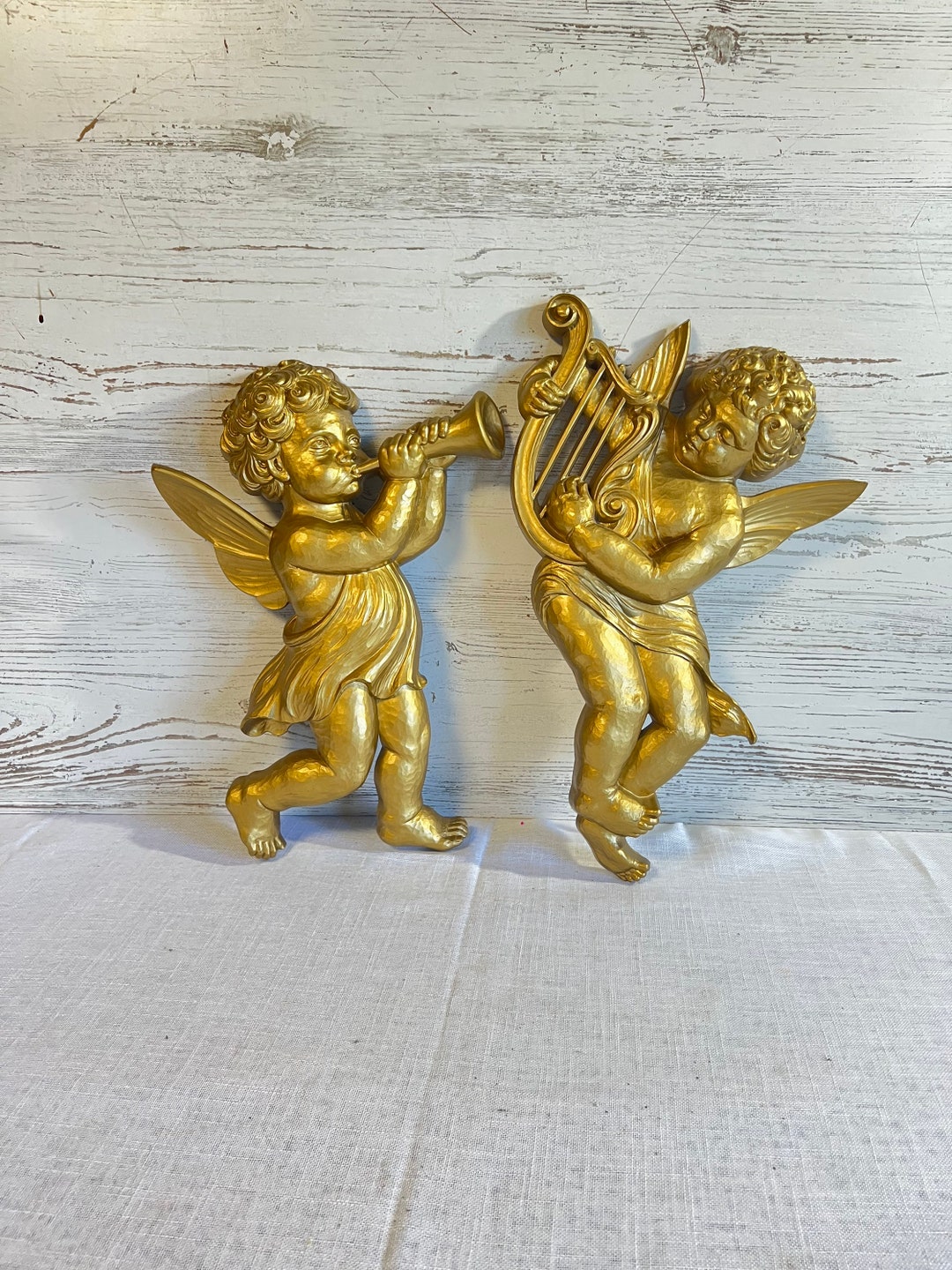 Vintage Gold Resin Cherub Angels Dart Extra Large Wall Decor - Etsy