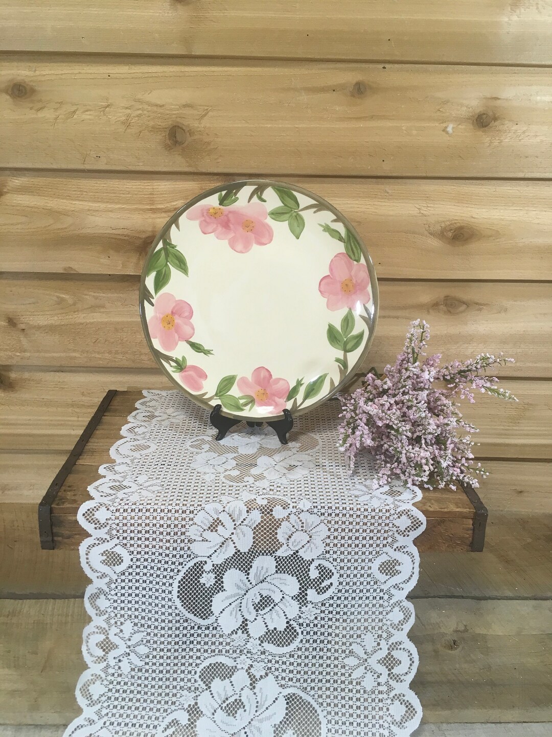 Vintage Franciscan Desert Rose Platter Tray Decor Pink Flower Bowl Dish ...